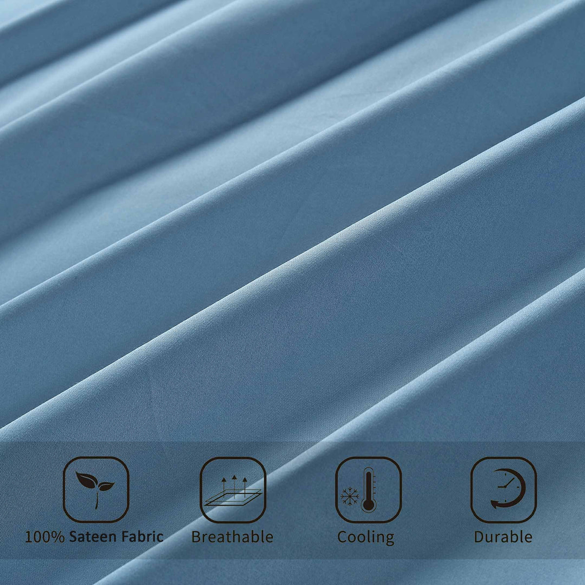 Barrata Stitch Cotton Sateen Sheet set Provincial Blue | Cottonpassion